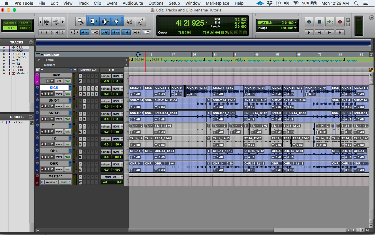 How To Rename Tracks And Clips In Pro Tools - OBEDIA | Music Recording Software Training And ...